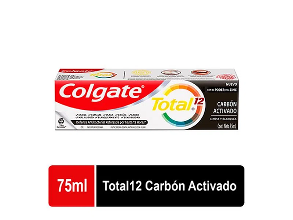 Crema Dental Colgate Total 12 Carbon Activado X 75ml