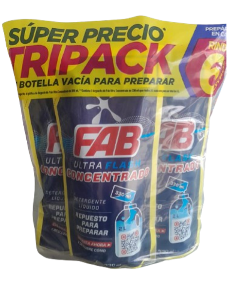 Fab Ultra Flash Liquido De 330ml X 3 Unid