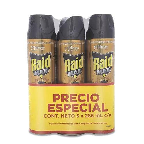 Raid Max Aerosol De 285ml X3 Unidades