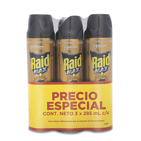 Raid Max Aerosol De 285ml X3 Unidades